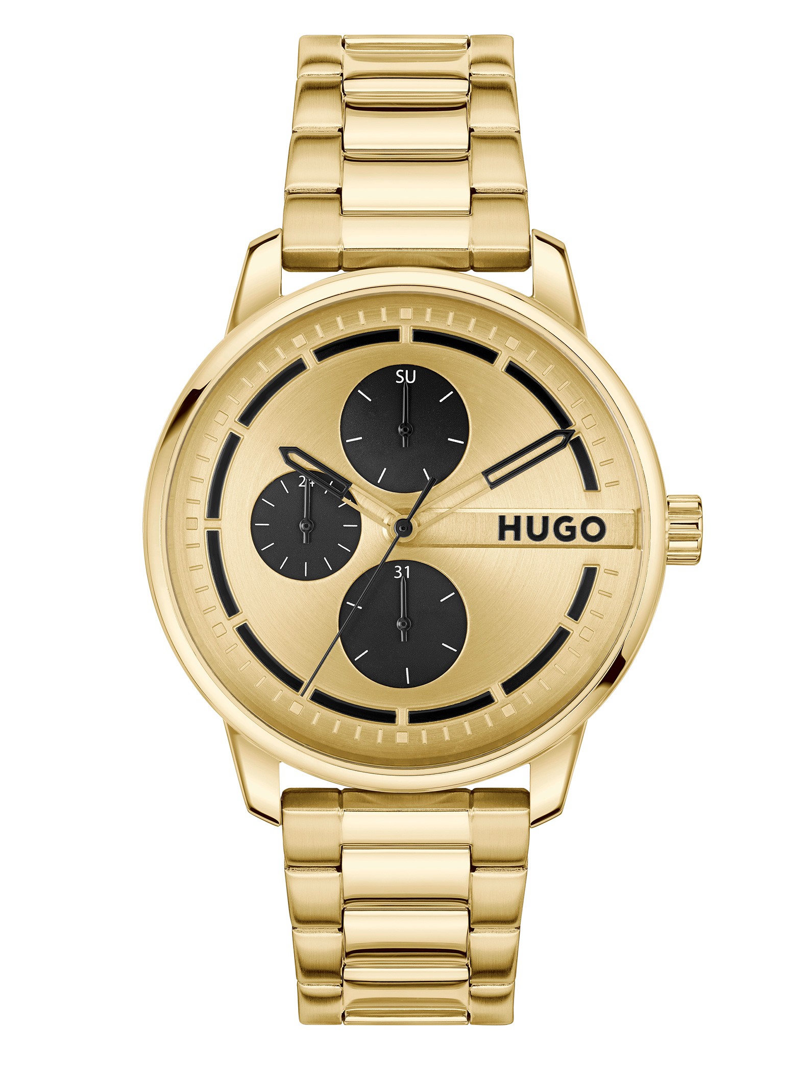 HUGO Stamp Multi Dial Watch - Gold | Standout