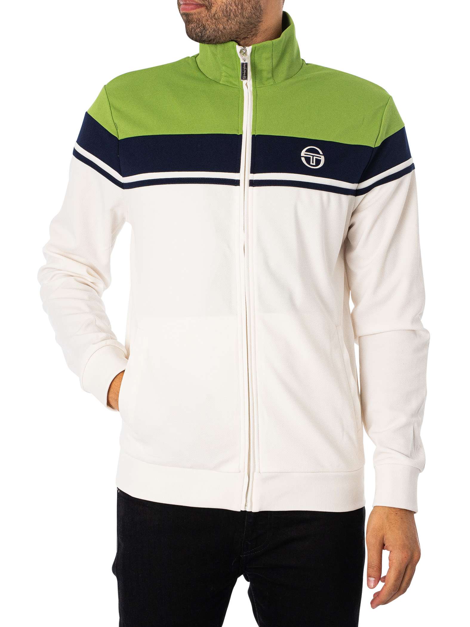Sergio Tacchini Damarindo Track Jacket - Gardenia/Piquant Green ...