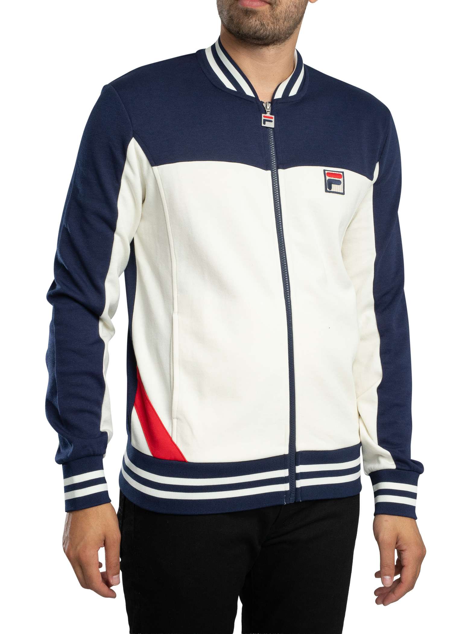 Fila Oceana Panelled Track Jacket - Gardenia/Navy/Red | Standout
